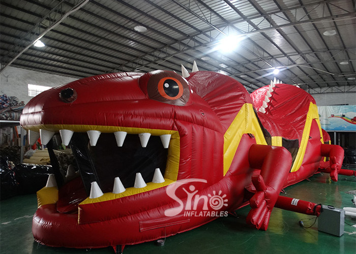 53ft Giant Outdoor Inflatable Red Lizard Obstacle Course For Kids Party ...