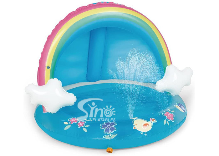 Outdoor Rainbow Inflatable Splash Pool With Canopy For Kiddie Water ...