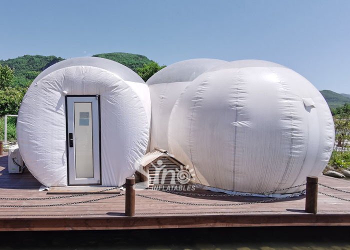 Outdoor Custom Made 3 Rooms Inflatable Bubble Tent Hotel With Steel ...