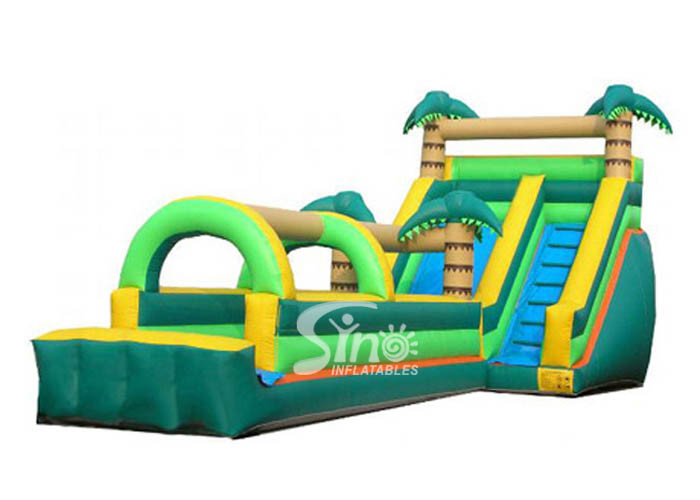 Tropical Palm Tree Inflatable Water Slide With Long Slip n Slide For ...