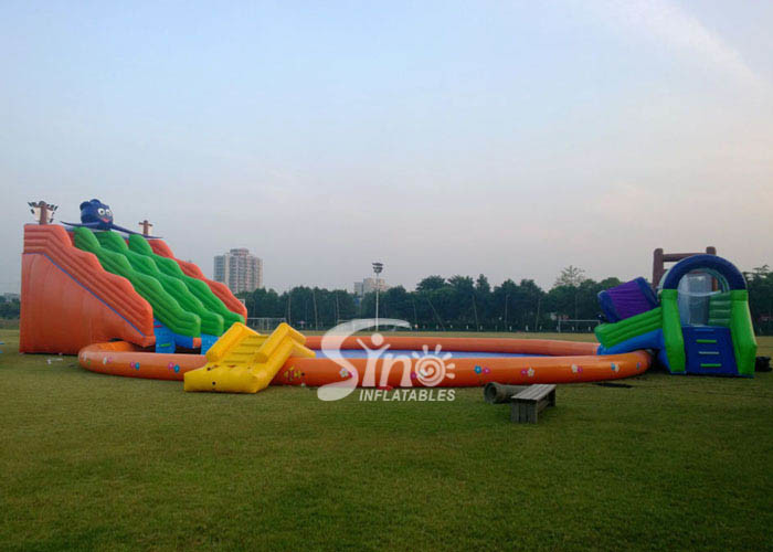 Kids N adults giant inflatable water park on land with big inflatable ...