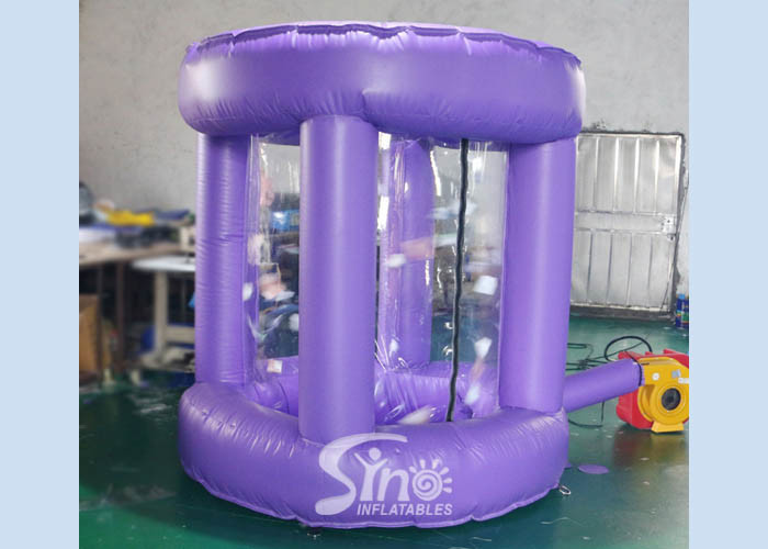 Inflatable Money Blowing Machine , PVC Tarpaulin Purple Cash Grab Booth