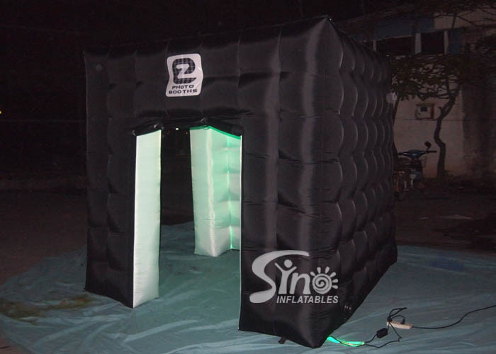 8x8 ft black cube colorful LED inflatable photo booth with custom logo ...