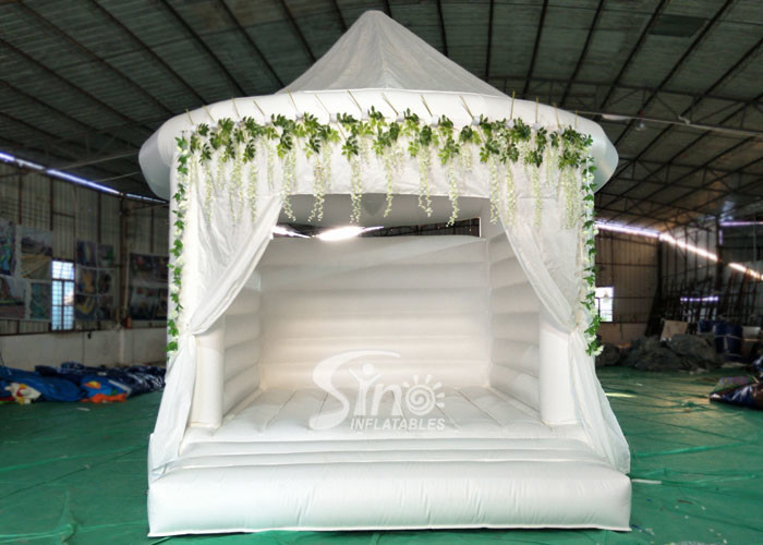 5x4 Inflatable Wedding White Bouncy Castle With Flower Decoration For ...